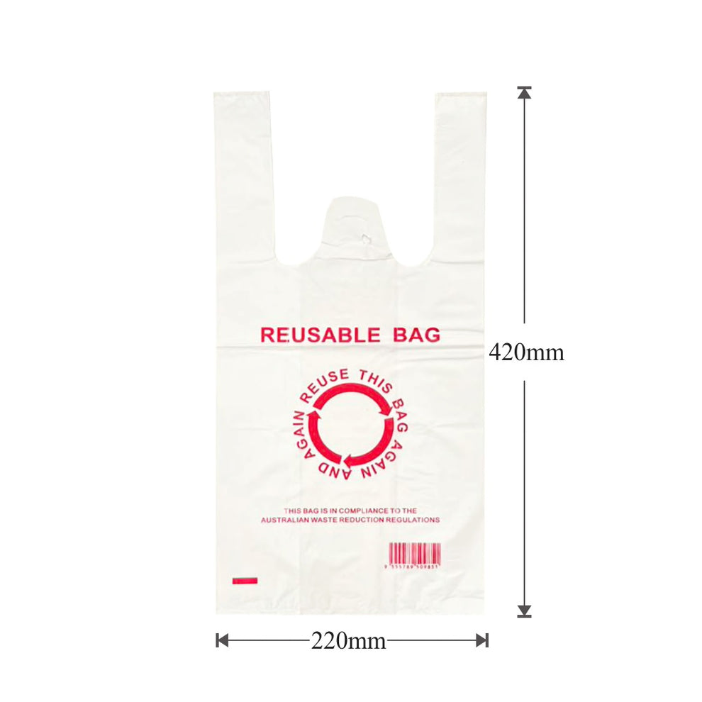Printed - Reusable (40um) Heavy Duty Plastic Singlet Carry Bags ...